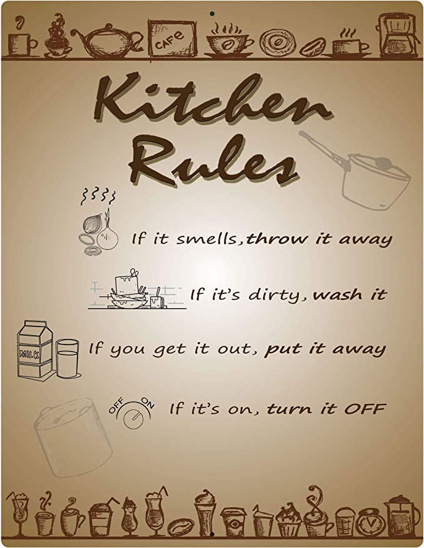 Aluminum Sign - Kitchen Rules - 12" x 9" - Walmart.com