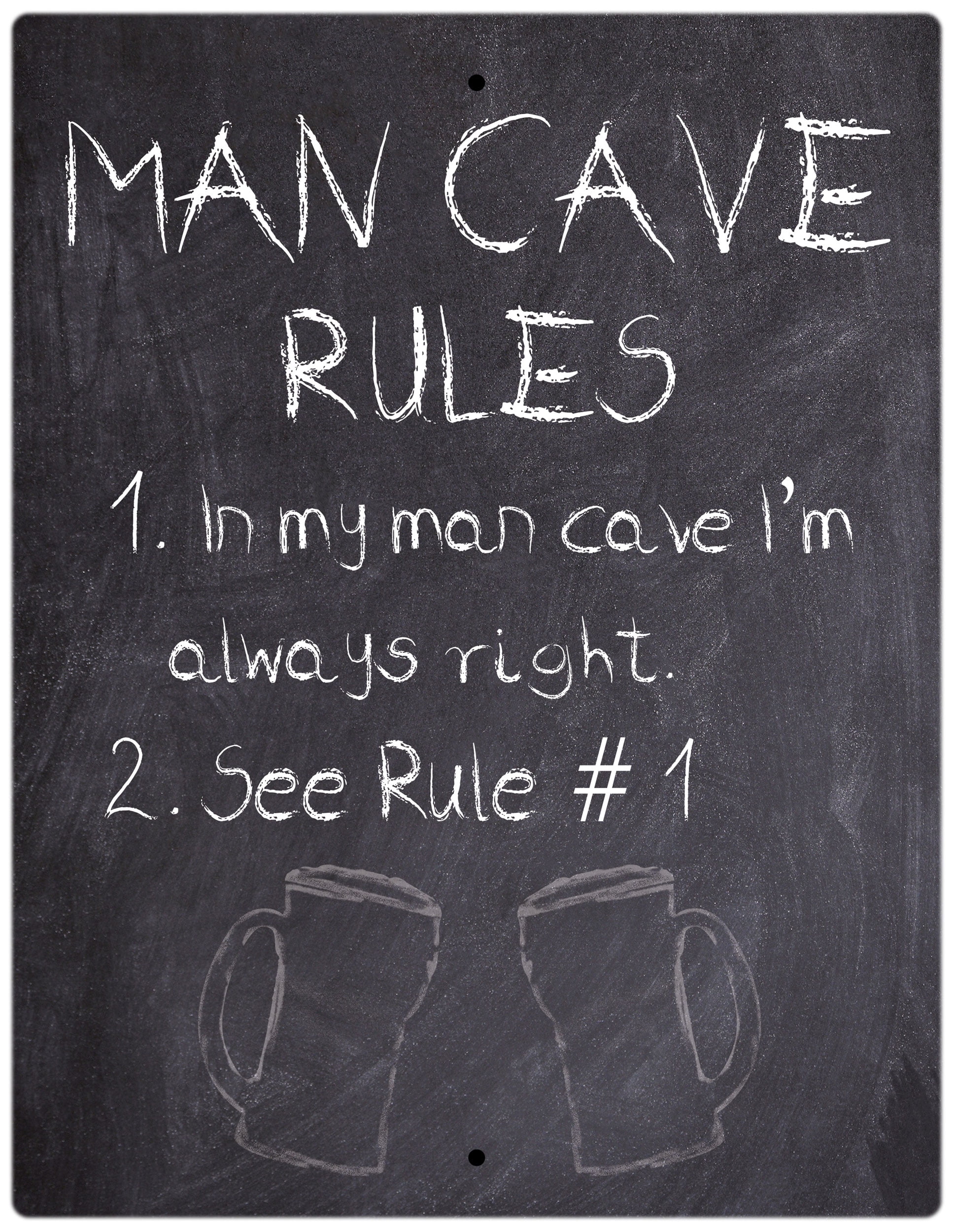 Aluminum Sign - Man Cave Rules Chalkboard I'm Always Right - Walmart.com