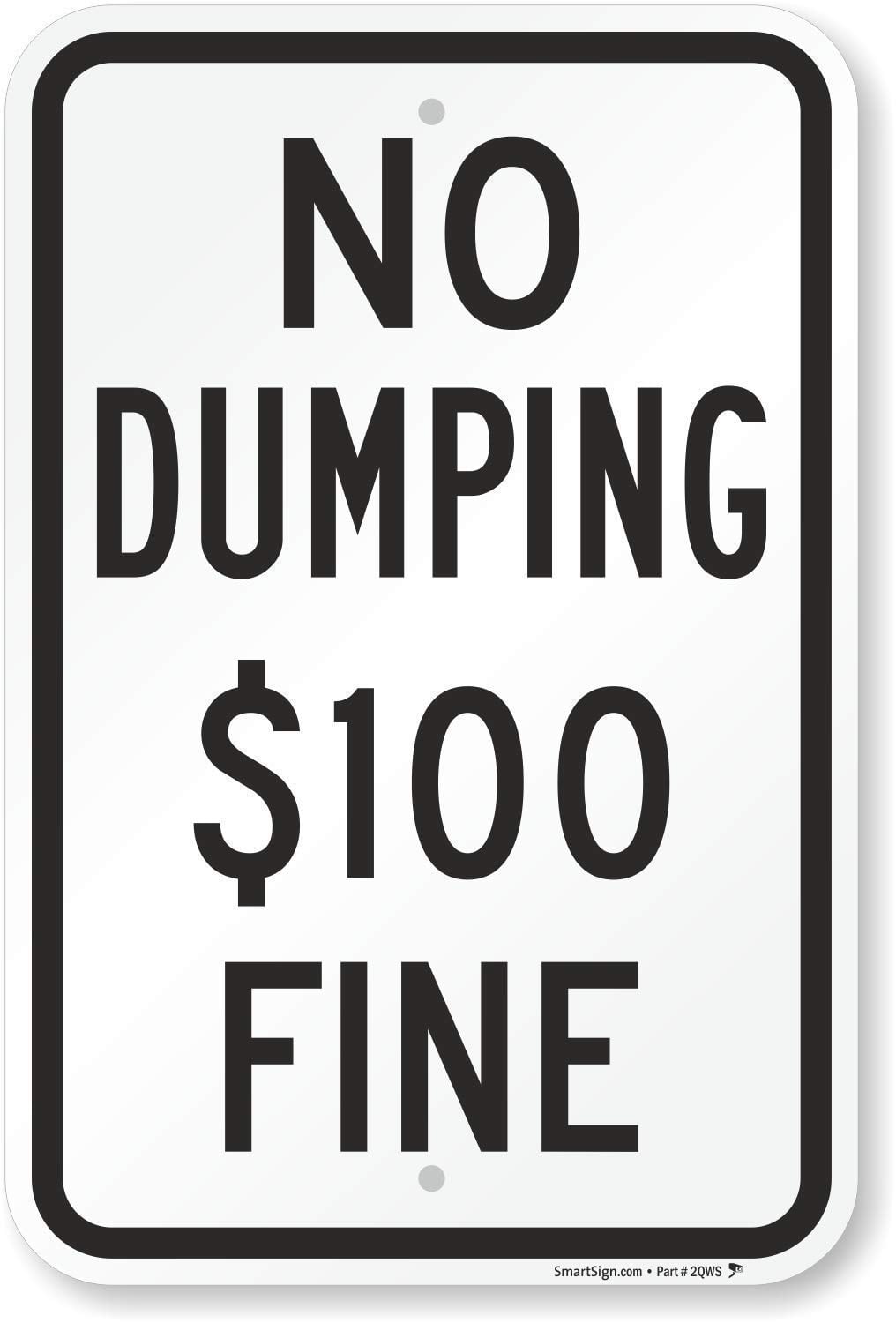 Aluminum Sign No Dumping $100 Fine Metal Funny Novelty Signs Vintage ...