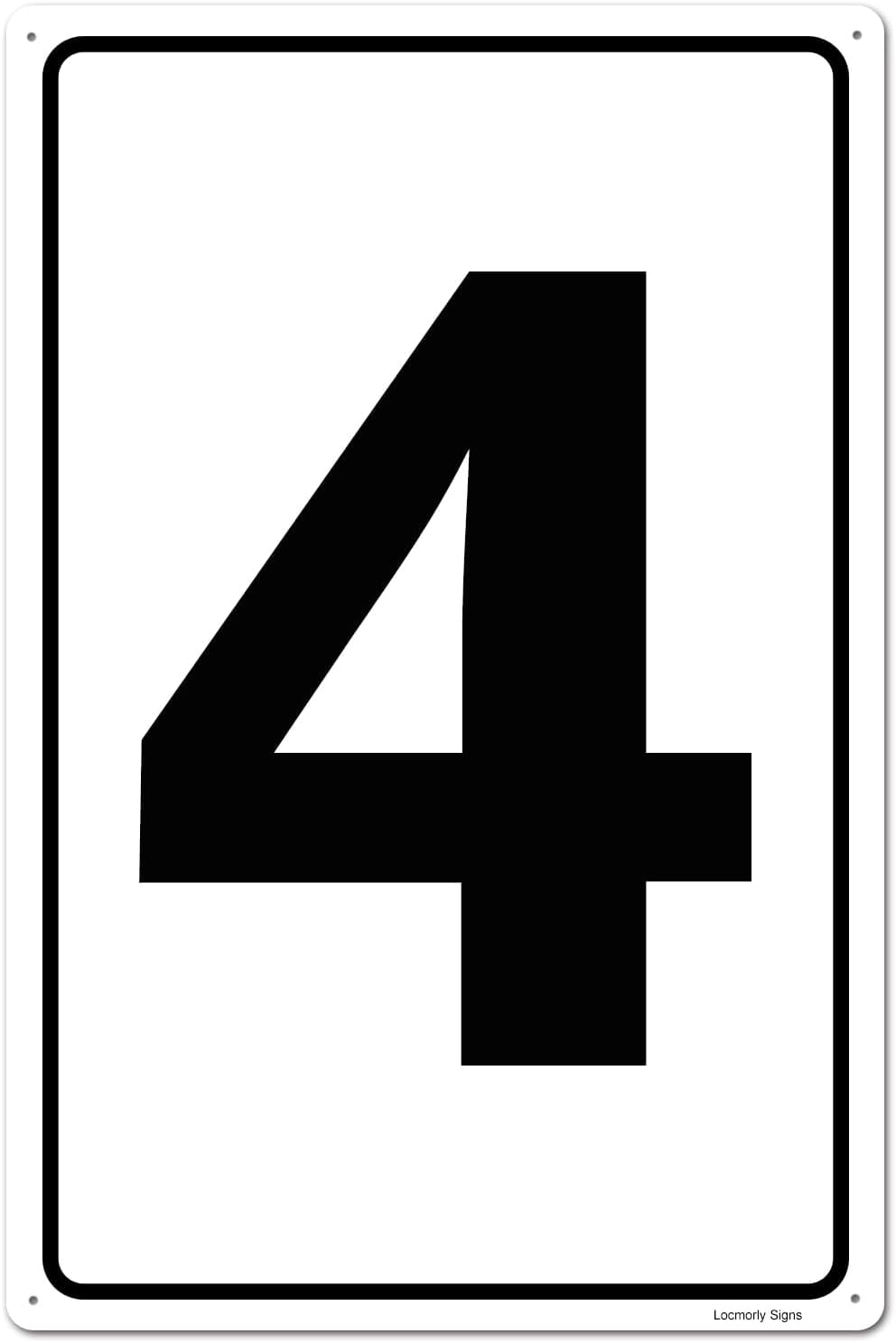 Aluminum Sign, Number 4 Sign, 8x12 Inch, Numbered Signs for Parking ...