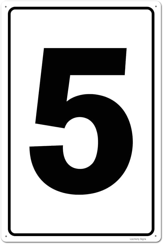 Aluminum Sign, Number 5 Sign, 8x12 Inch, Numbered Signs for Parking ...