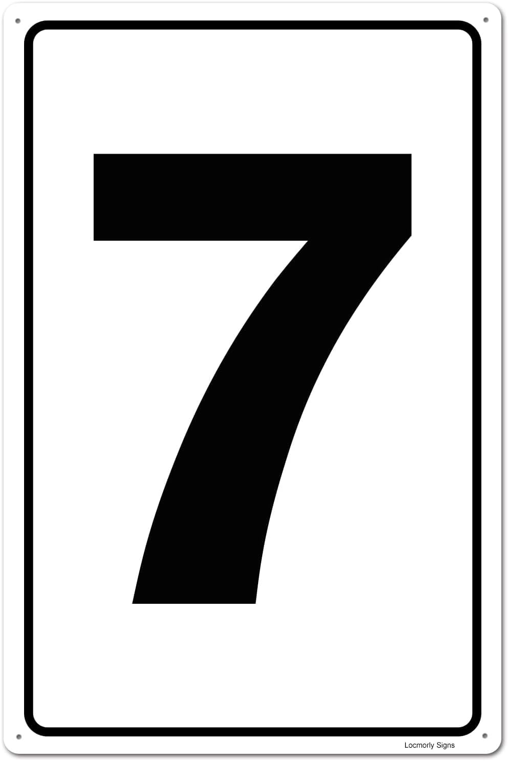 Aluminum Sign, Number 7 Sign, 8x12 Inch, Numbered Signs for Parking ...