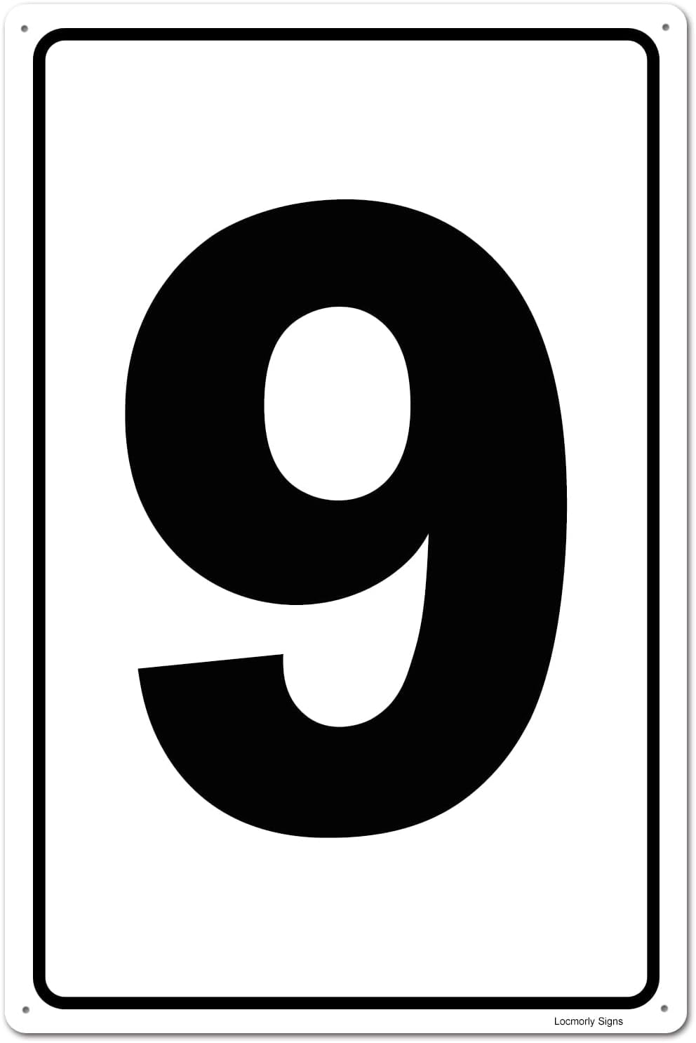 Aluminum Sign, Number 9 Sign, 12x16 Inch, Numbered Signs for Parking ...
