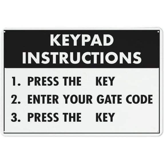 Aluminum Sign Vintage Aluminum Poster Keypad Code Gate Instructions ...