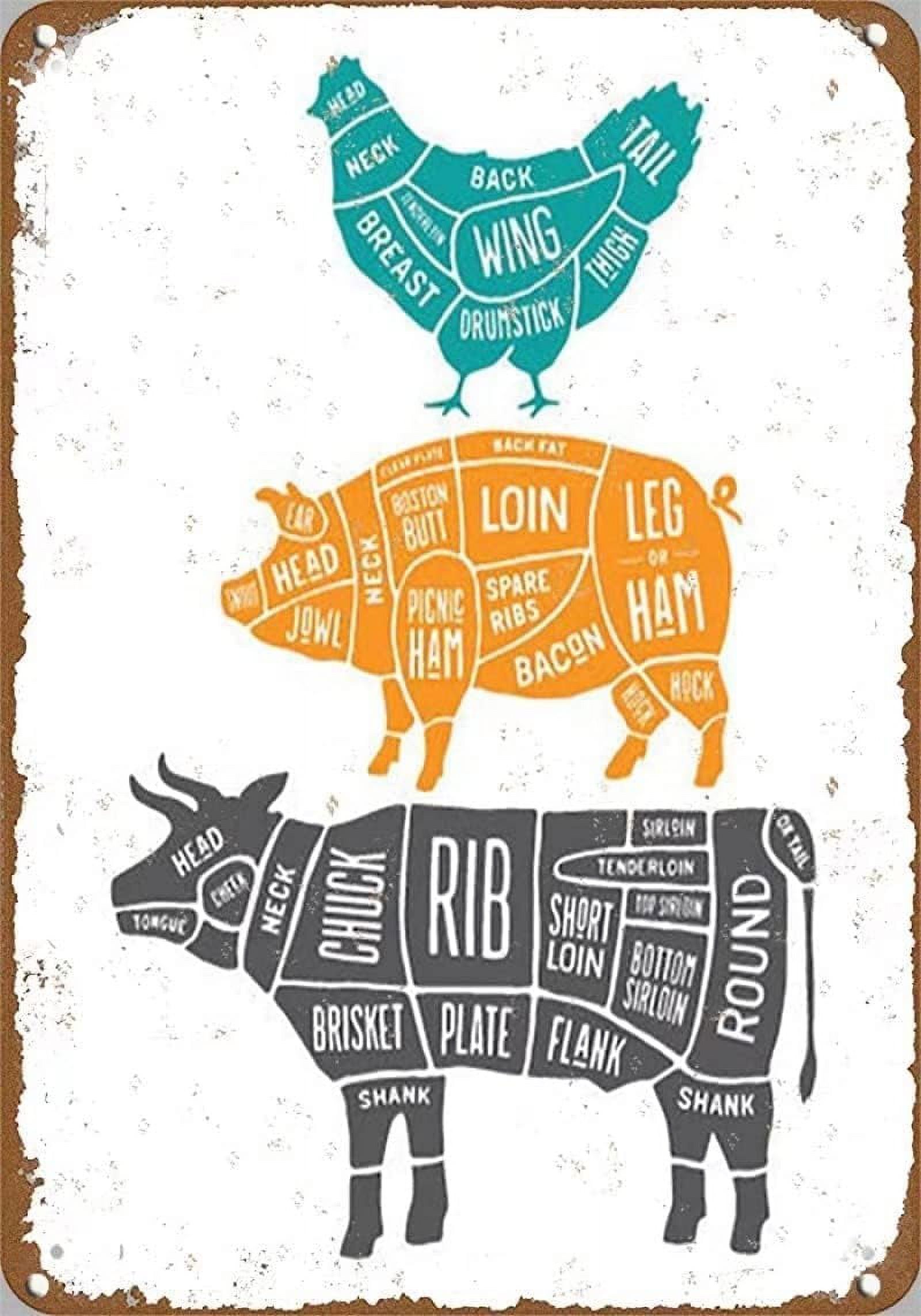 Aluminum Sign Wall Sign Beef Butcher cuts Kitchen Wall Art Butcher ...