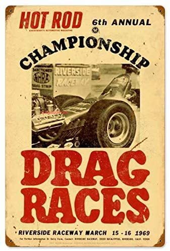 Aluminum Sign Wall Decor Retro Hot Rod Magazine Championship Drag Races ...