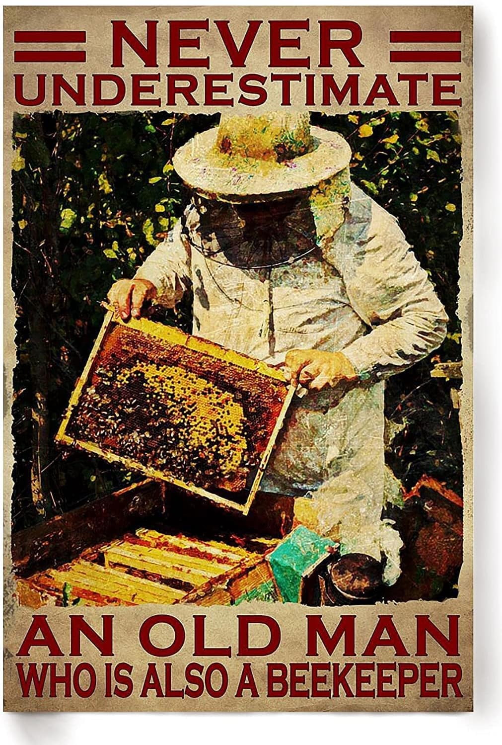 Aluminum Signs Retro Never Underestimate Old Man Who is Also A ...