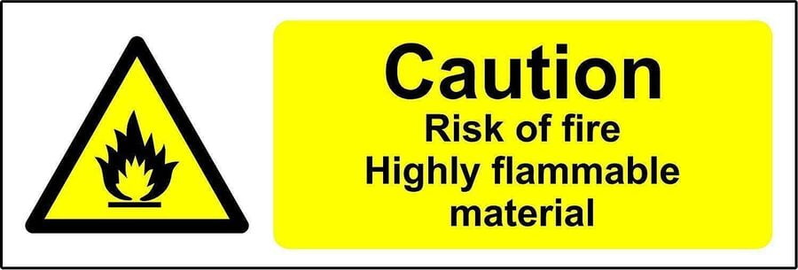 Aluminum Signs Size: 4 x 16 Inch Caution Risk of fire highly flammable ...