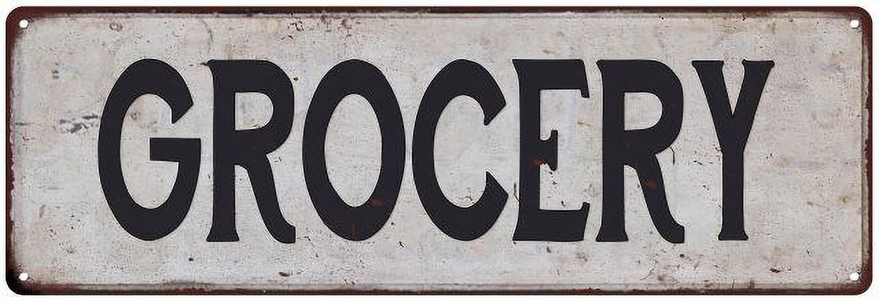 Aluminum Signs Size: 4 x 16 Inch GROCERY Vintage Look Rustic Metal Sign ...
