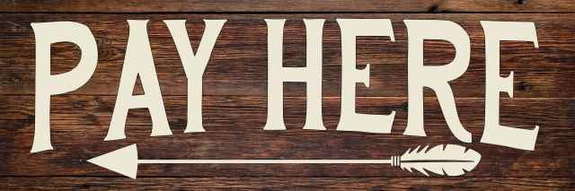 Aluminum Signs Size: 4 x 16 Inch Pay Here Left Arrow Restaurant Bar ...