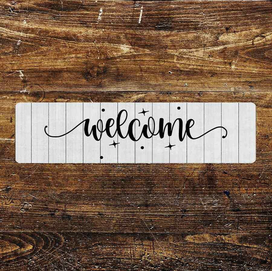 Aluminum Signs Size: 4 x 16 Inch Welcome Stars Metal Sign Plaque ...