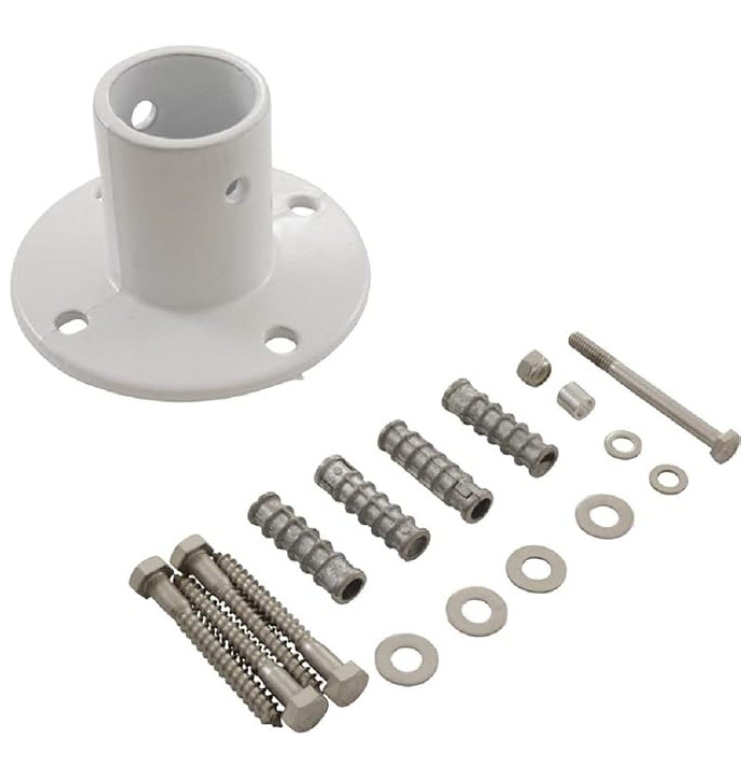Aluminum Slide Flange - 1.9 Inch White Rail with 4 Anchors - Sliding ...