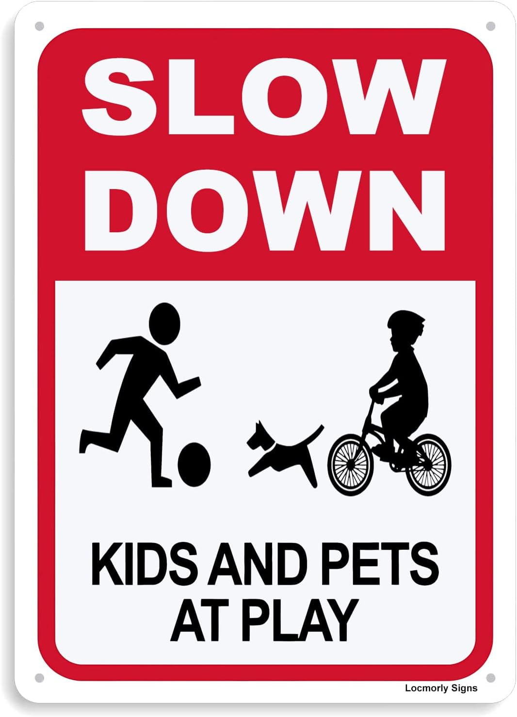 Aluminum Slow Kids Pets at Play Sign, 12x16 Inch, Slow Down Sign for ...