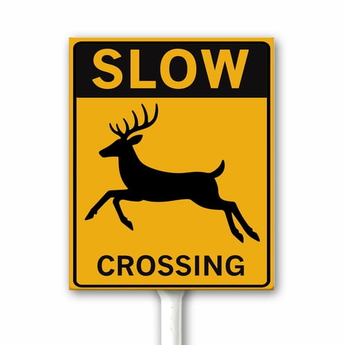 Aluminum Slow Sign Slow Down Deer Crossing Yard Sign With Stake 7x8.8 ...