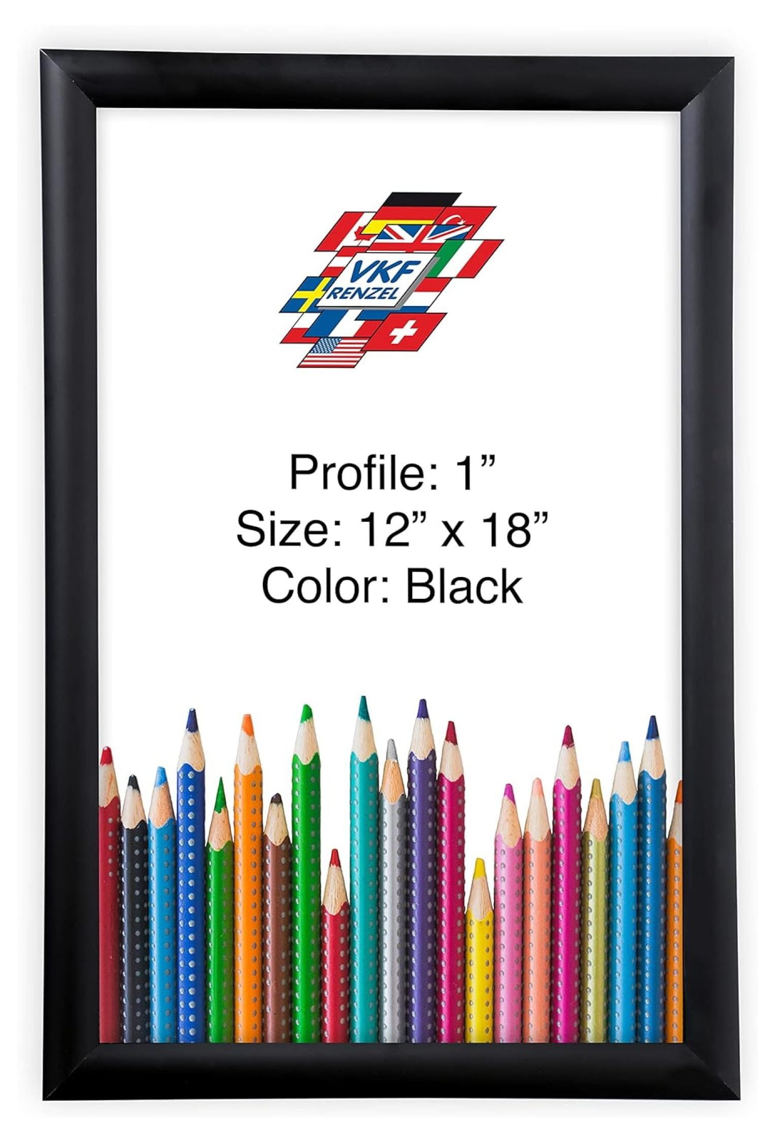 Aluminum Snap Frame, Front Loading Pictures Frame, 12" x 18", Black Finish, with Non-Glare PVC ...