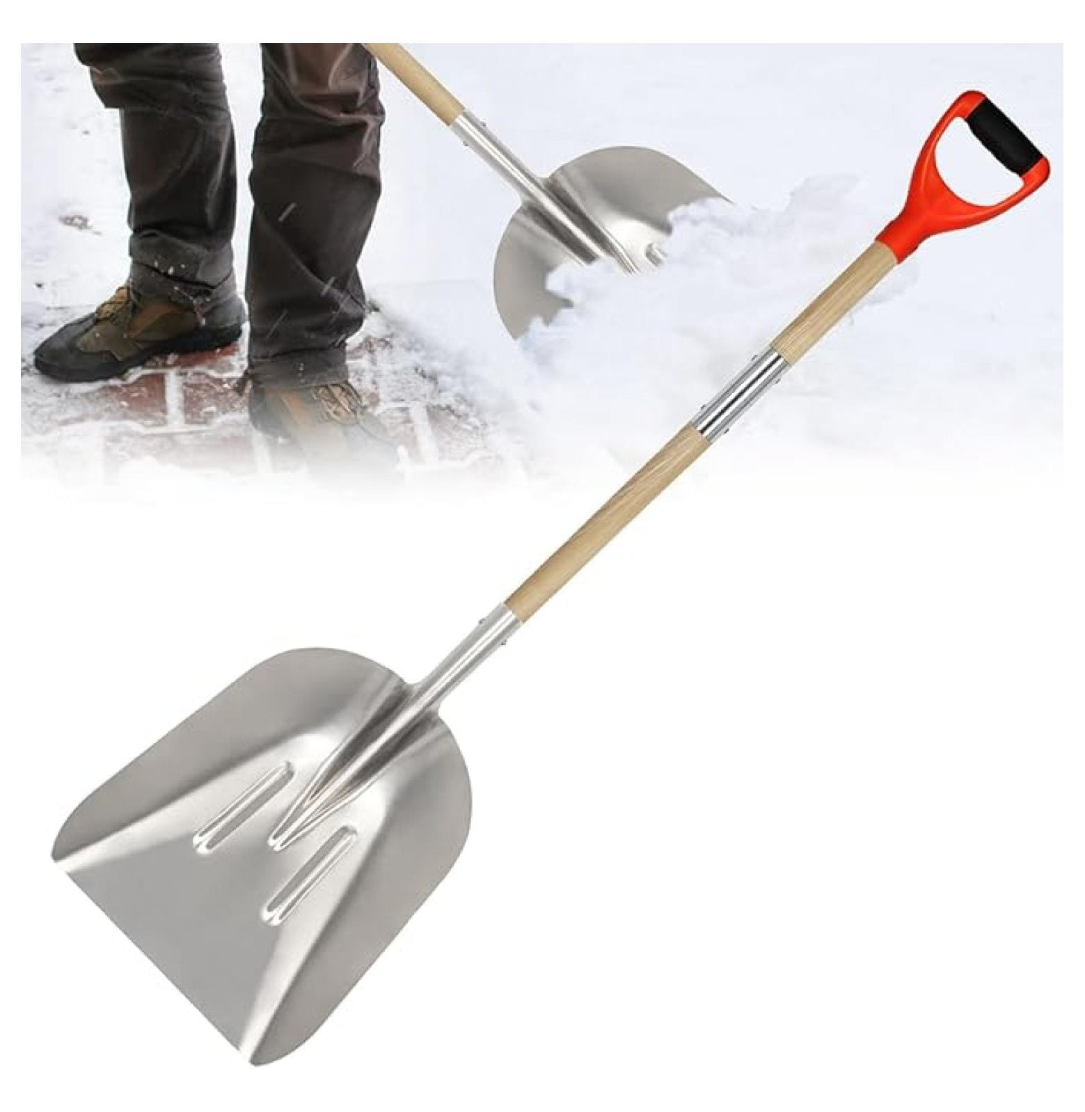 Aluminum Snow Shovel with D Handle,Heavy Duty Metal Shovel,51.1 Inches ...