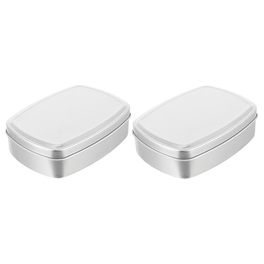 Aluminum Soap Dish 2 Pcs Bar Container Metal with Lid Box Medicine ...