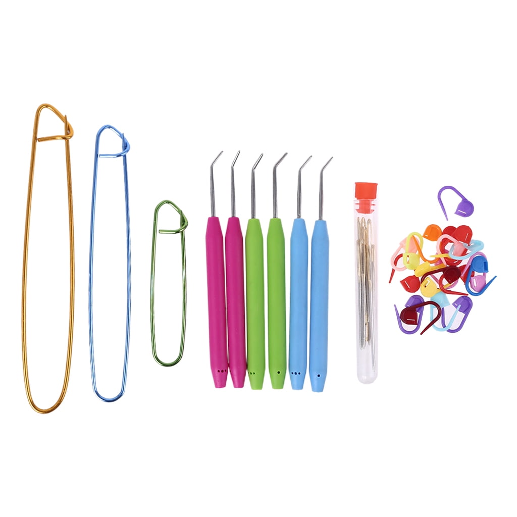 Aluminum Stitch Holders Pins Stitch Counter Large Eye Blunt Needles ...
