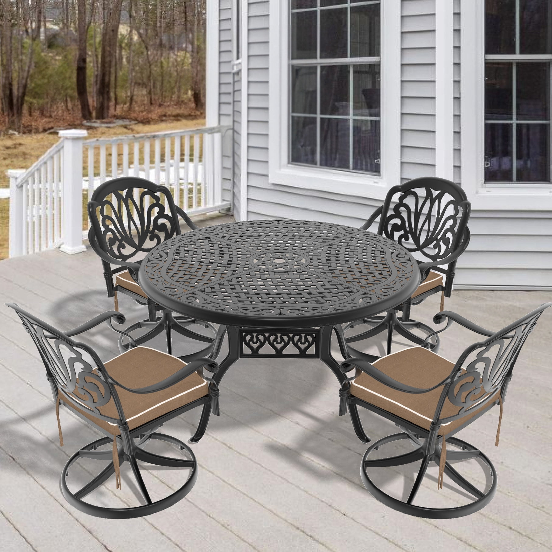 Aluminum Table & Swivel Chairs - High-Temp Coating - Outdoor Dining ...