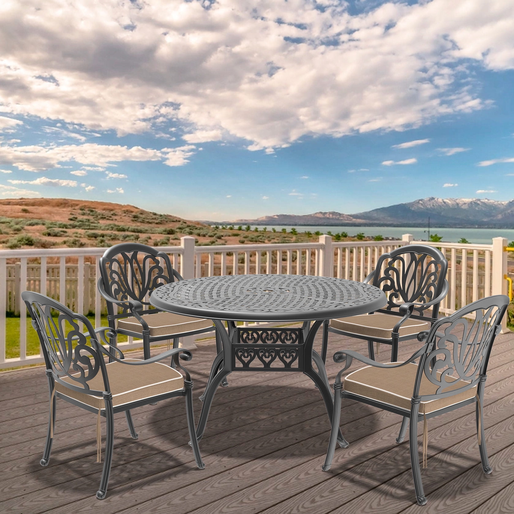 Aluminum Table and Chair Set with Random Color Cushions / Comfortable ...