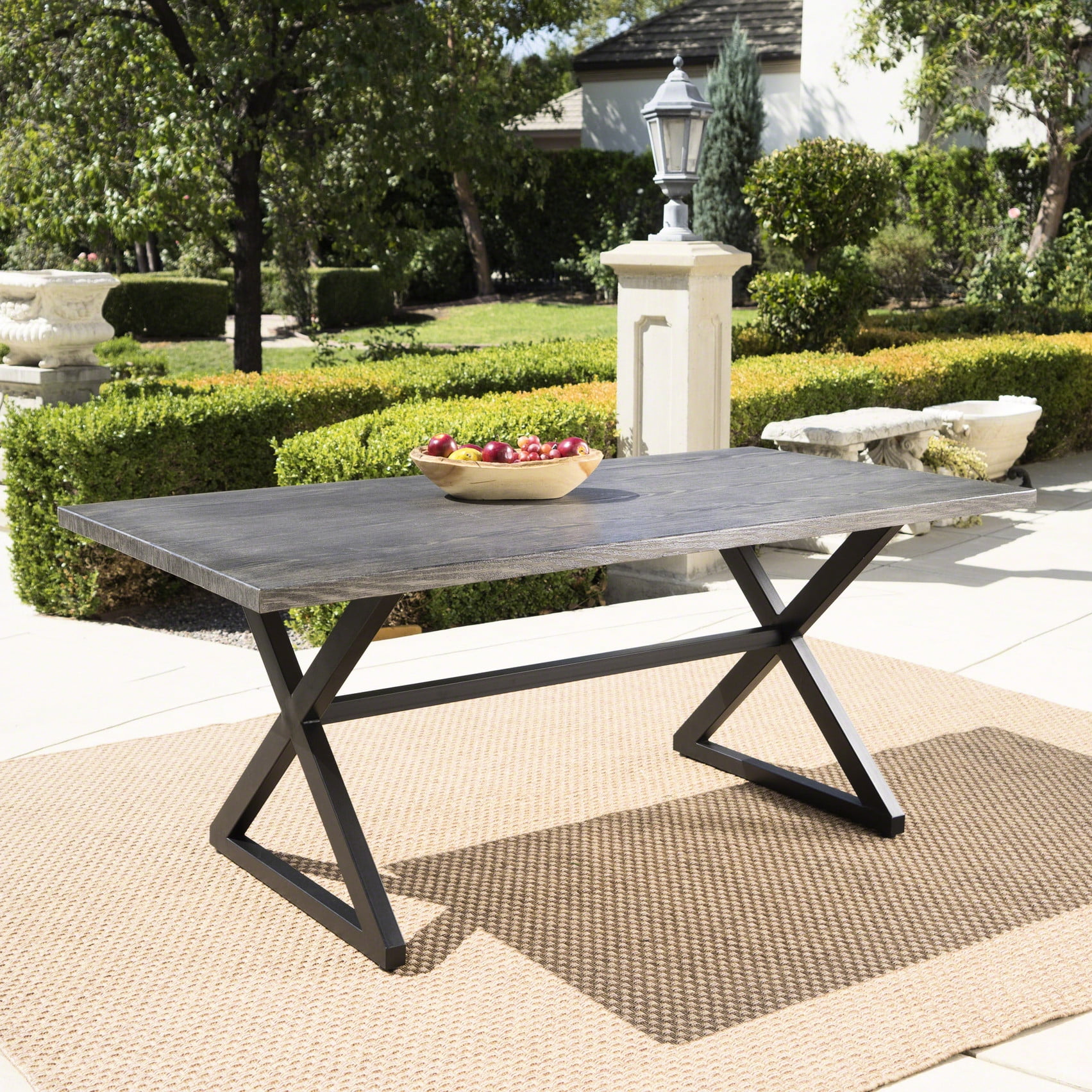Aluminum Table with Black Steel Frame, Grey Finish / Good for Patio ...
