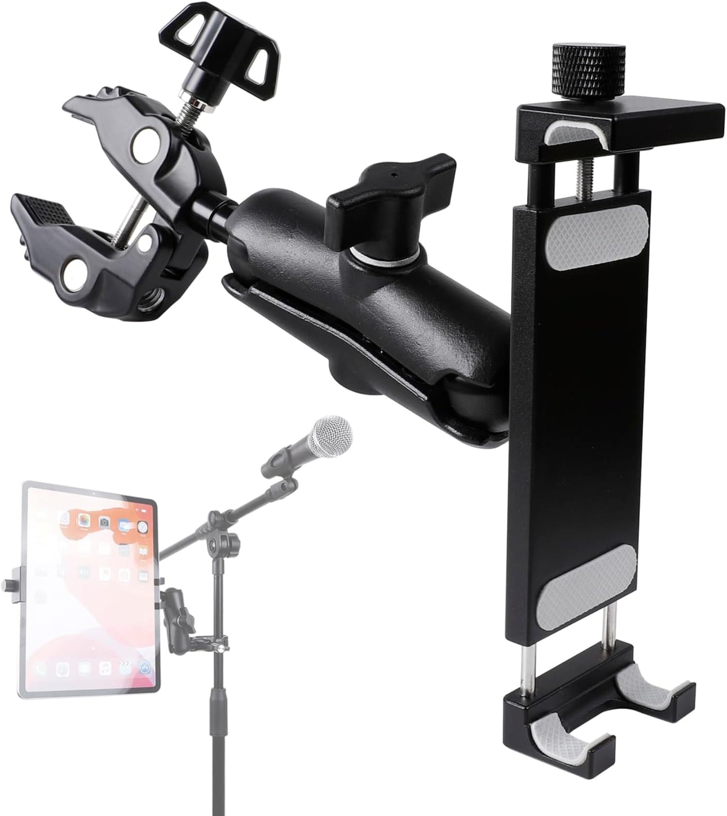 Aluminum Tablet Holder for Mic Stand, Side Mount for All iPad, 360 ...
