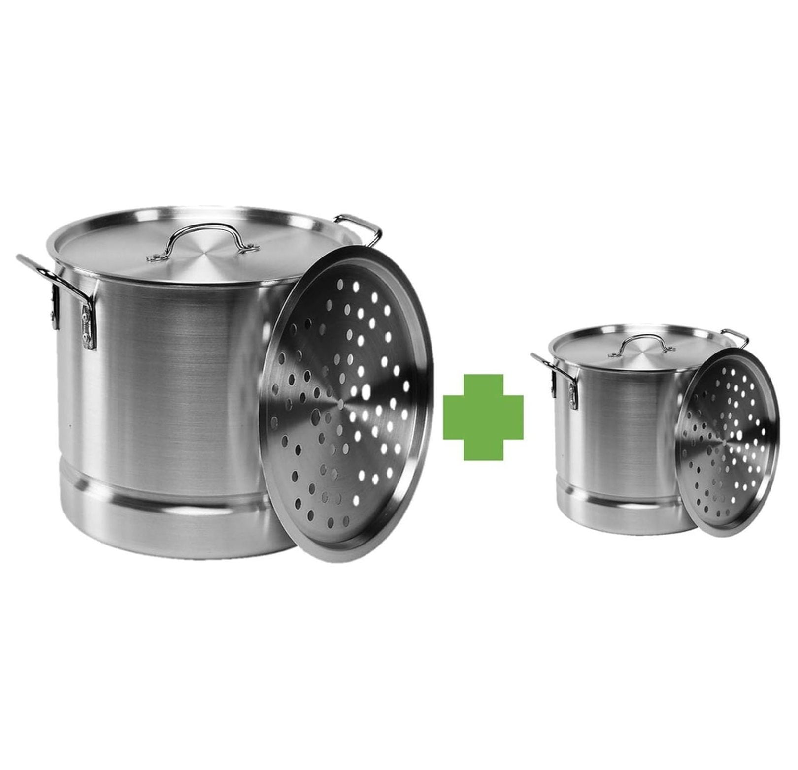 Aluminum Tamale/Steamer Set - 52 quart + 20 quart with steamer insert ...