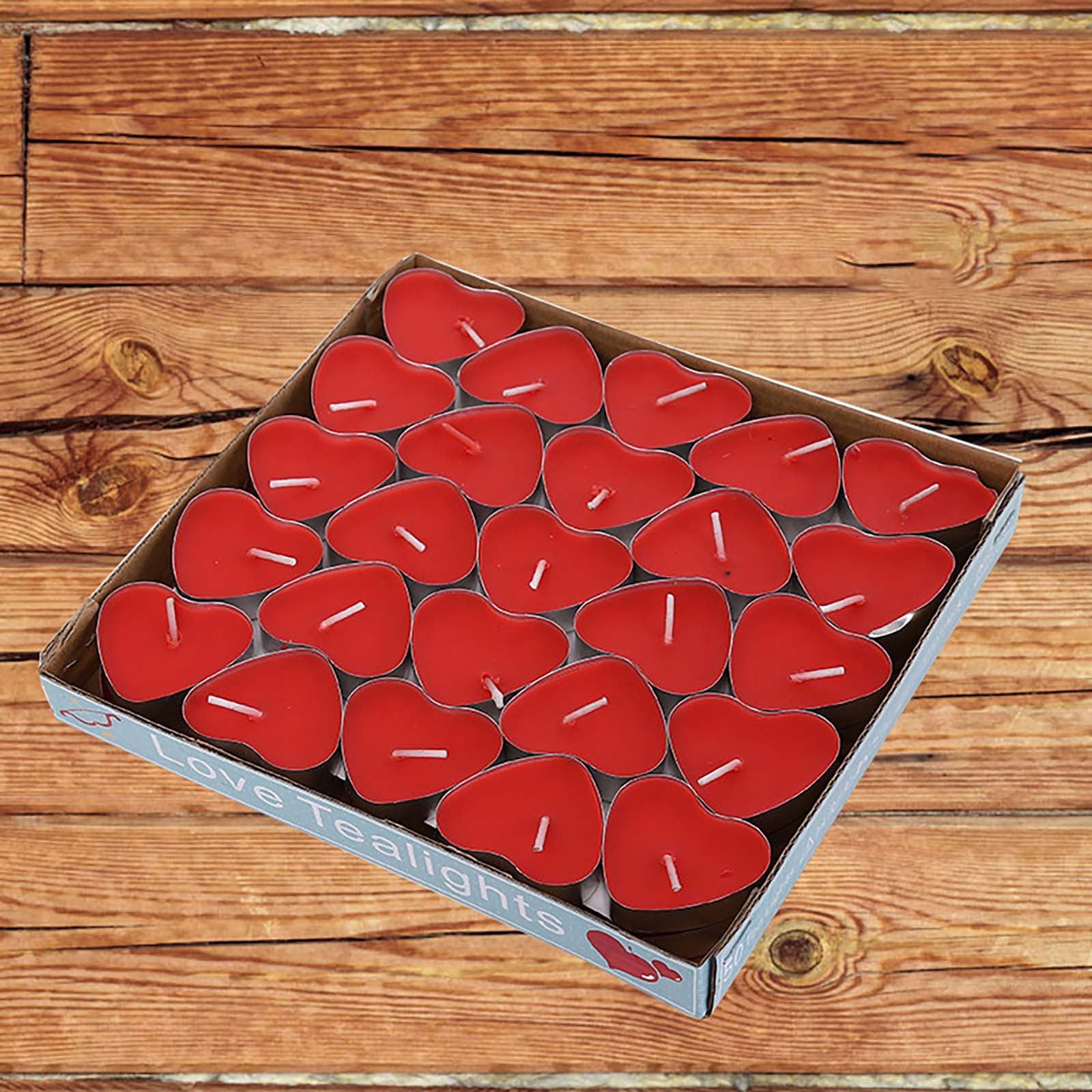 Aluminum Tealight Candles 50 Pack Heart Shape Unscented Romantic 1.5-2 ...