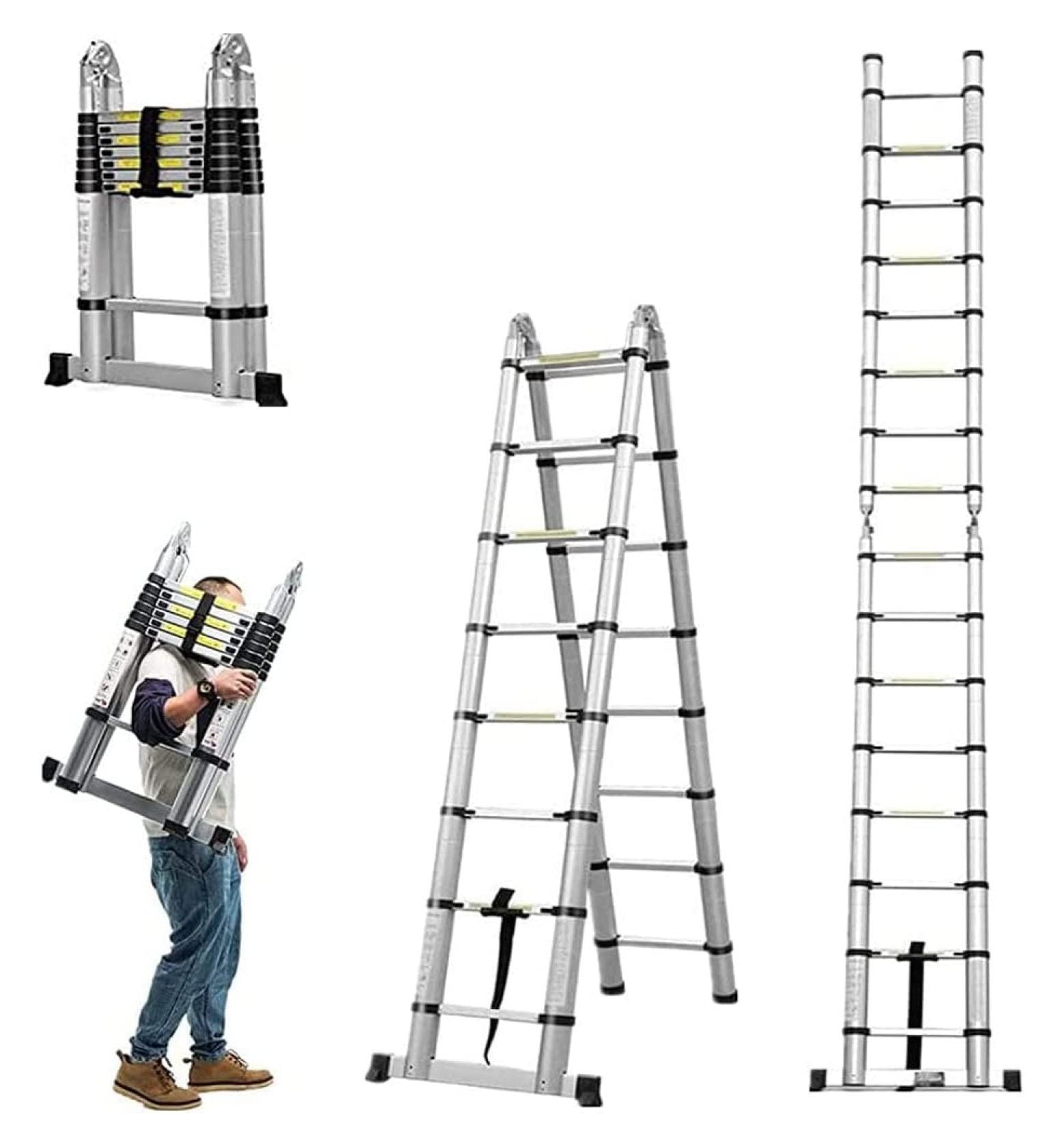 Aluminum Telescopic Extension Ladder 8.2FT A-Frame 2-in-1,Portable ...
