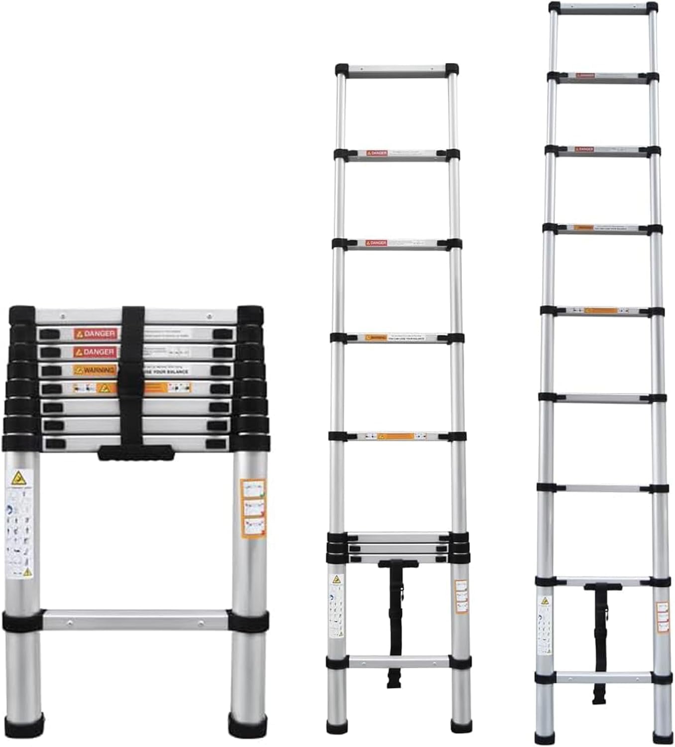 Aluminum Telescopic Ladder(8.5Ft/2.6M), Portable Collapsible Extension ...