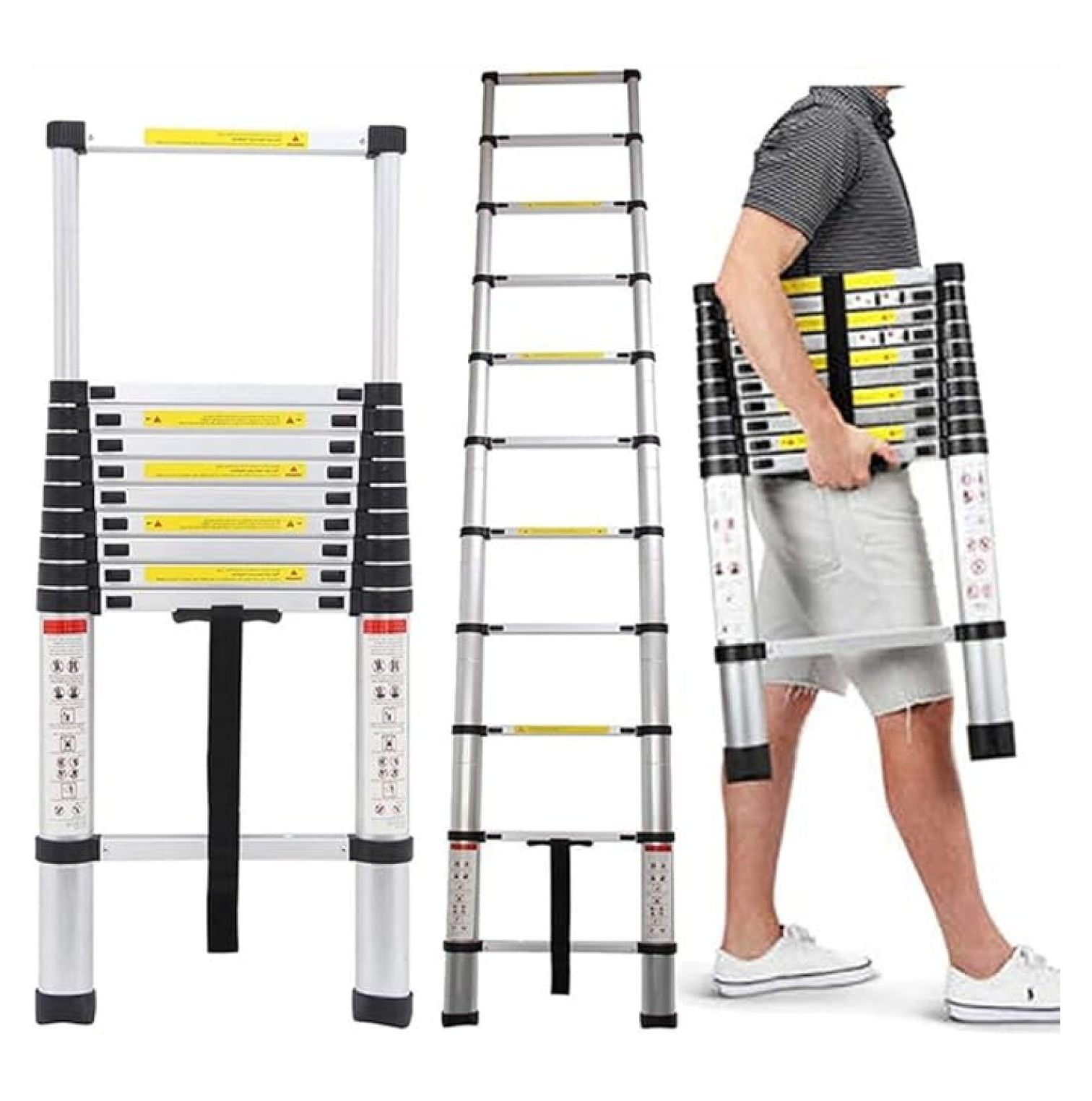 Aluminum Telescopic Ladder Extension Folding Ladder 8.5ft-20.3ft ...