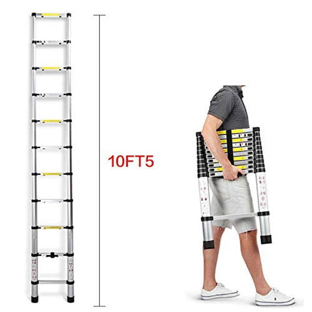 Aluminum Telescoping Ladder 10.5ft 3.2M 150KG Max Capacity Extension ...