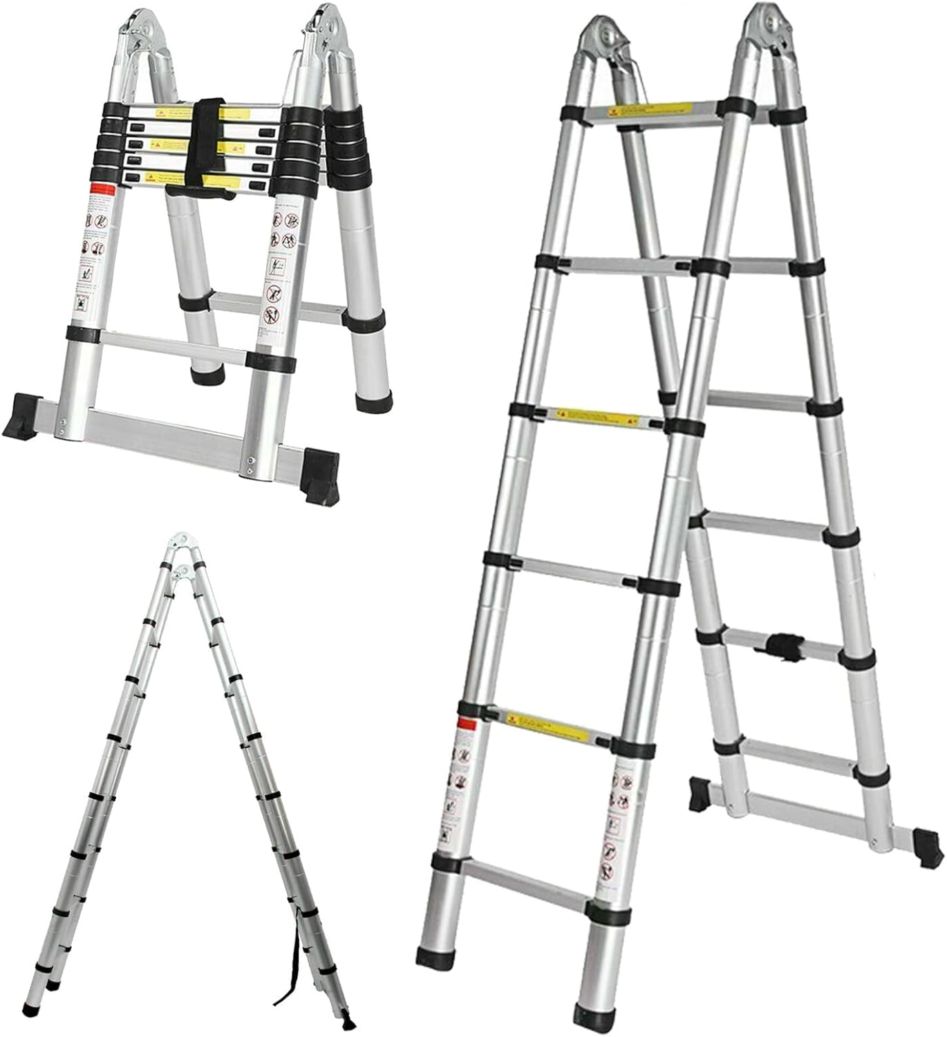 Aluminum Telescoping Ladder 12.5FT A-Frame Extension Ladder 2-in-1 ...