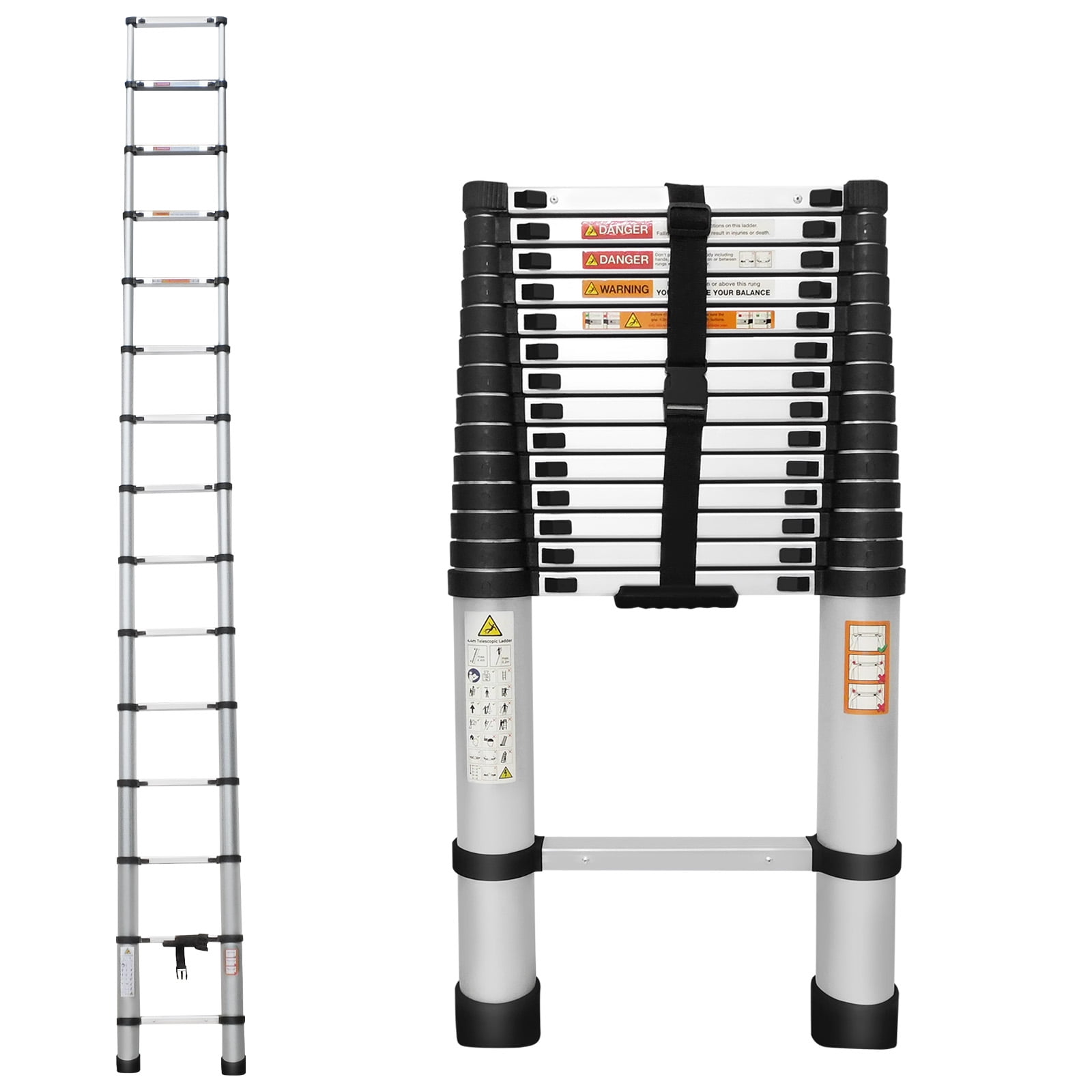Aluminum Telescoping Ladder 14.4FT, 330lbs Load, Portable Extension ...