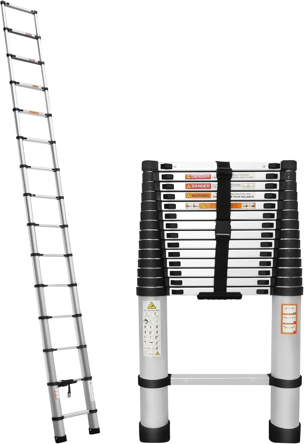 Aluminum Telescoping Ladder 14.4FT/4.4M, Heavy Duty Collapsible ...