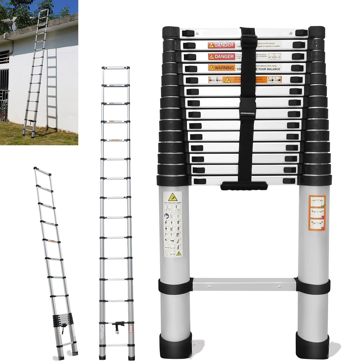 Collapsible Ladder Buy Telescoping Ladder 16.5FT Aluminum Telescopic ...