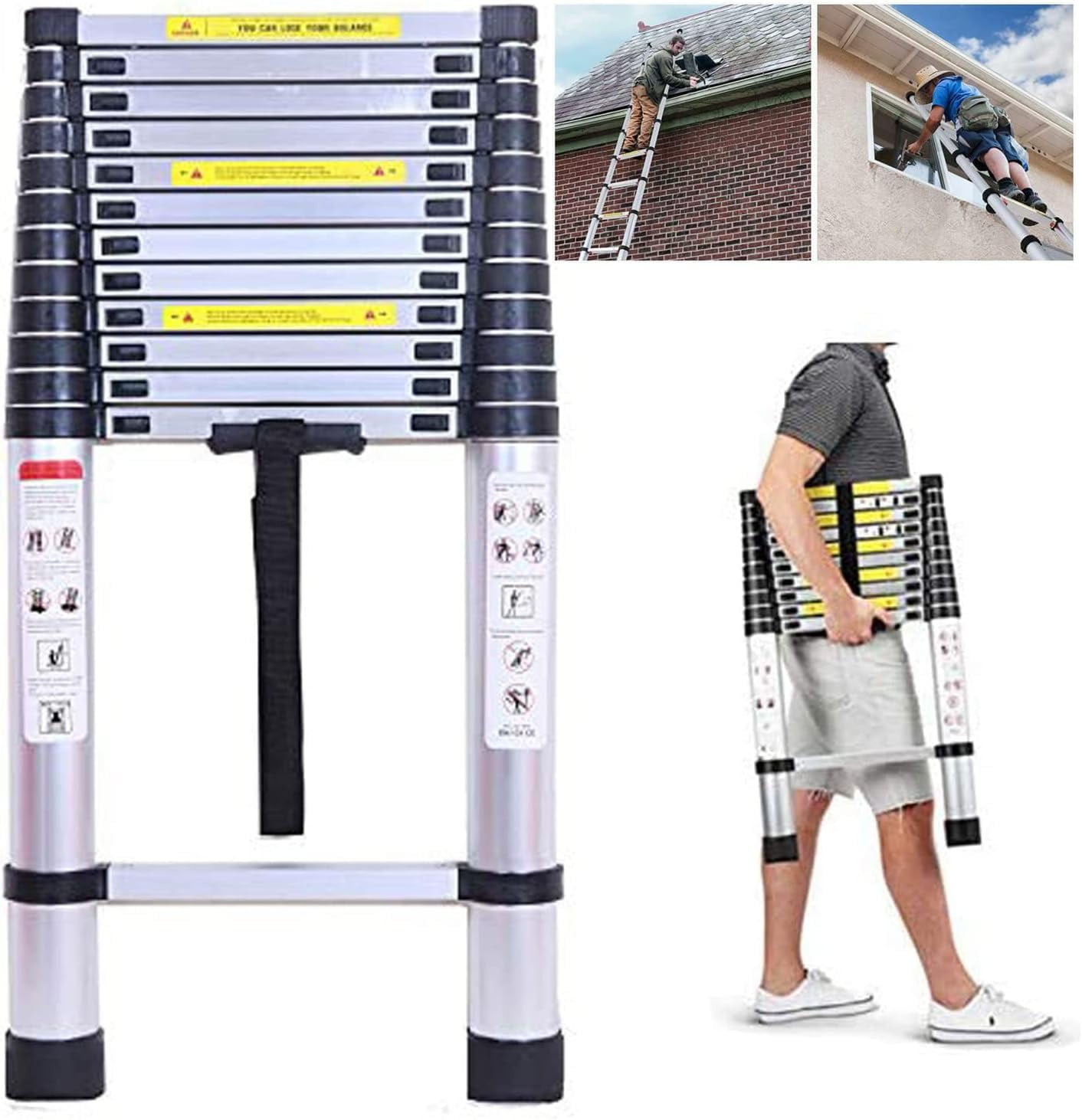 Aluminum Telescoping Ladder 16.4 FT Stepladder, Multi-Purpose ...