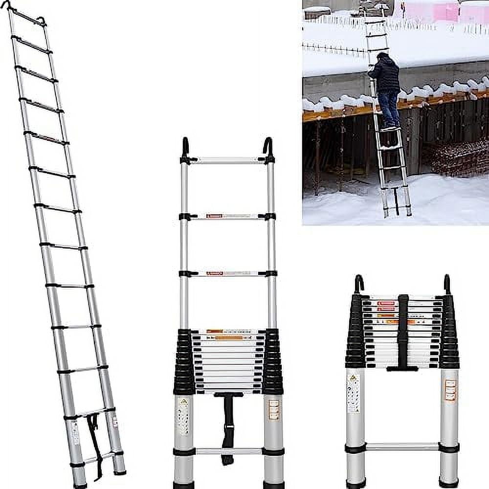 Aluminum Telescoping Ladder 16.5FT w/Non-Slip Feet Detachable Hooks and ...