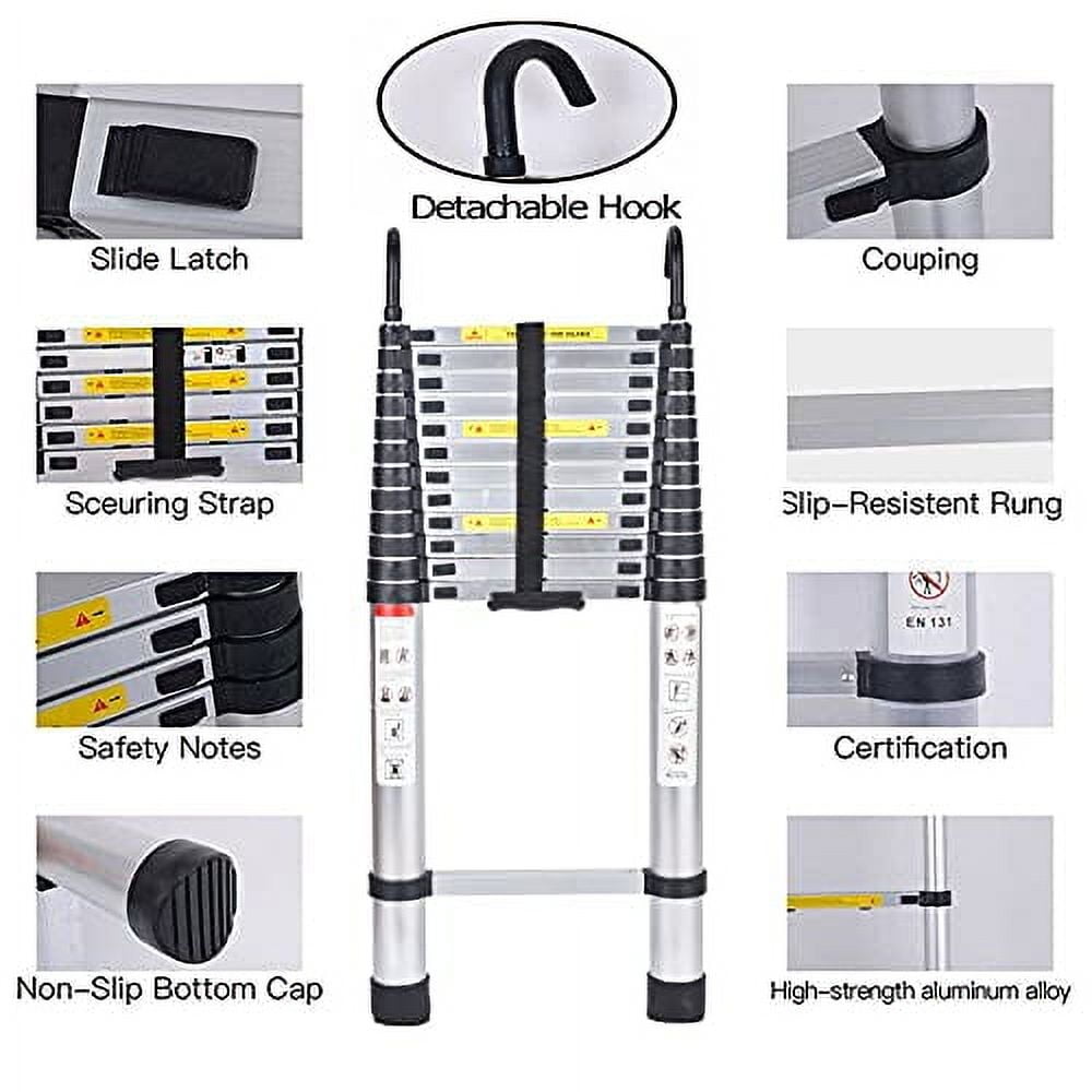 Aluminum Telescoping Ladder 16ft Extension Ladder with 2 Detachable ...