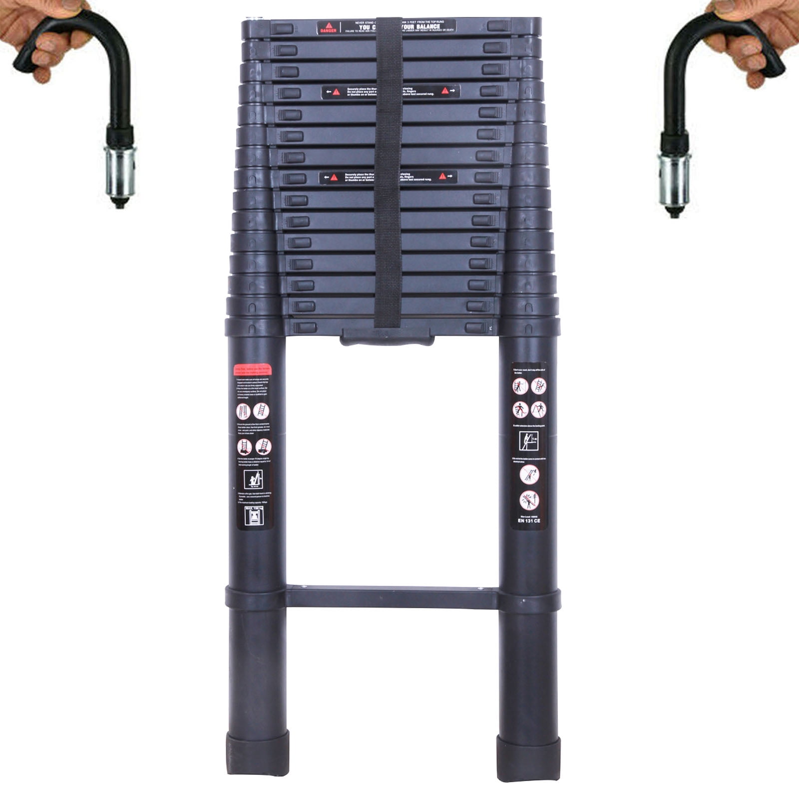 Aluminum Telescoping Ladder 20.3ft Black Extension DIY Home RV Ladders ...