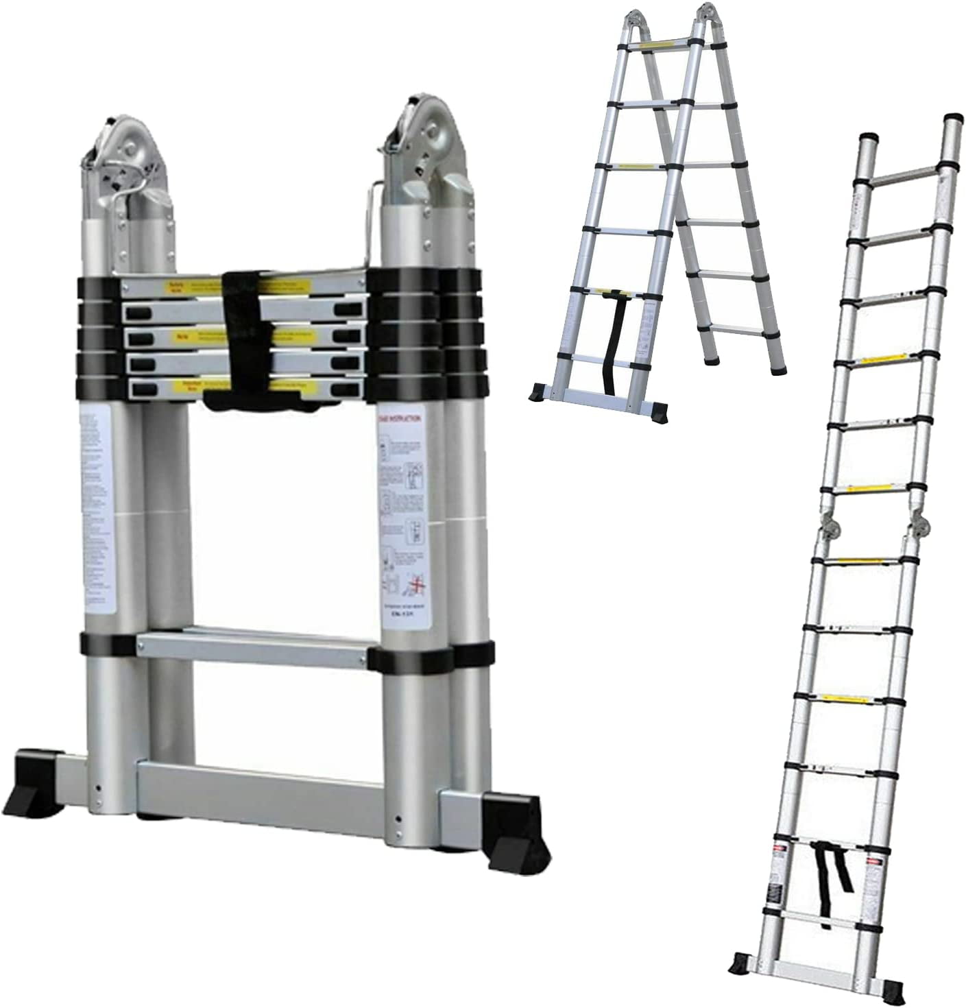 Aluminum Telescoping Ladder A-Frame 2 in 1 Versatility Ladder - As 6 FT ...