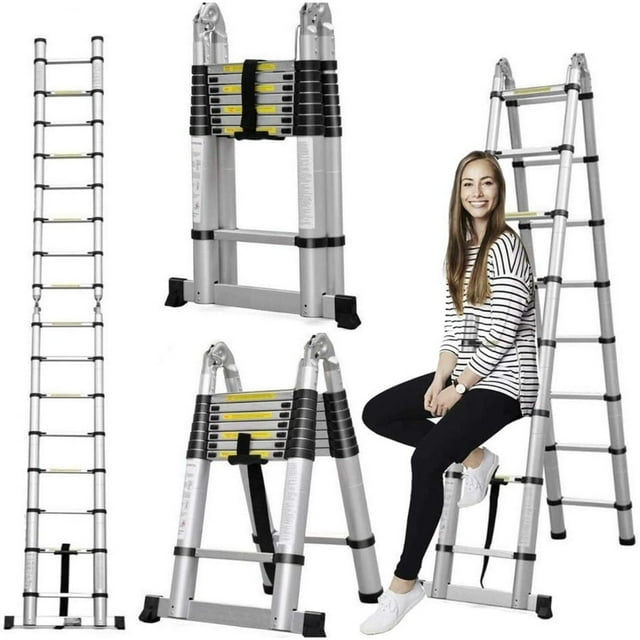 Aluminum Telescoping Telescopic Ladder 5M/16.5Ft A Frame Portable ...