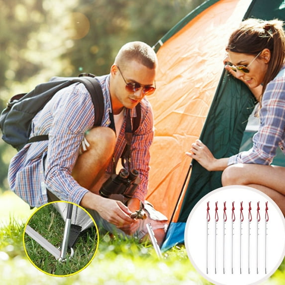 Aluminum Tent Stakes Set 8 Pack | Heavy Duty Triangular Sawtooth Design ...