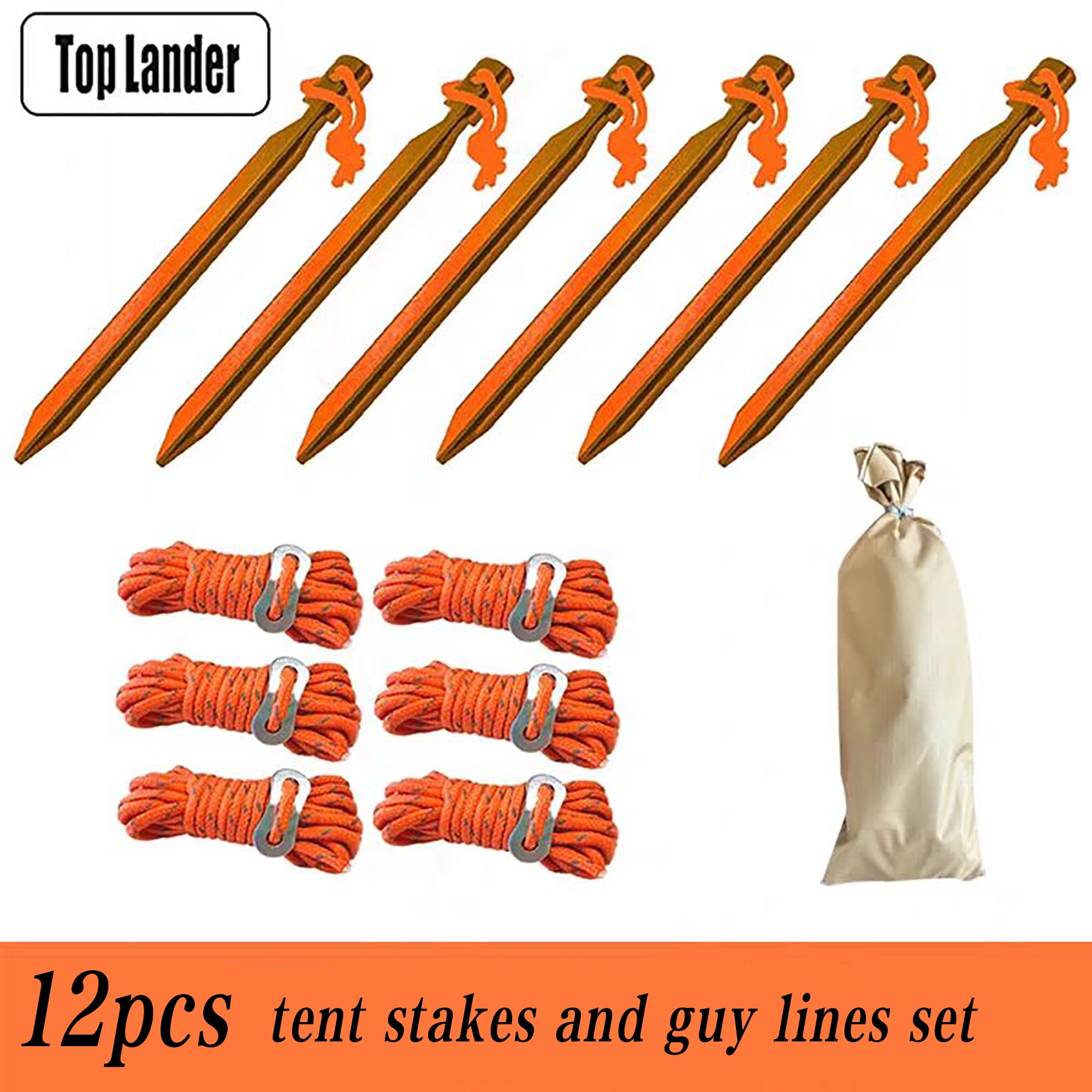 Aluminum Tent Stakes and Camping Rope Reflective Guy Lines Lightweight ...