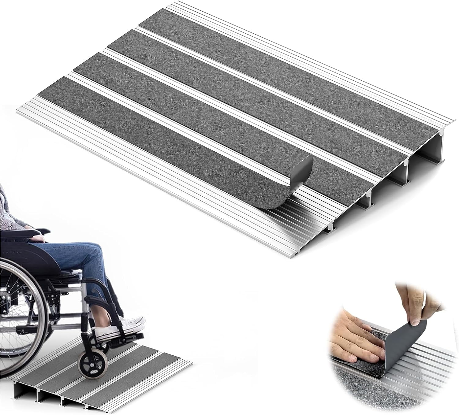 Aluminum Threshold Ramp 4 Inch Rise, 800 lbs Capacity, Adjustable Non ...