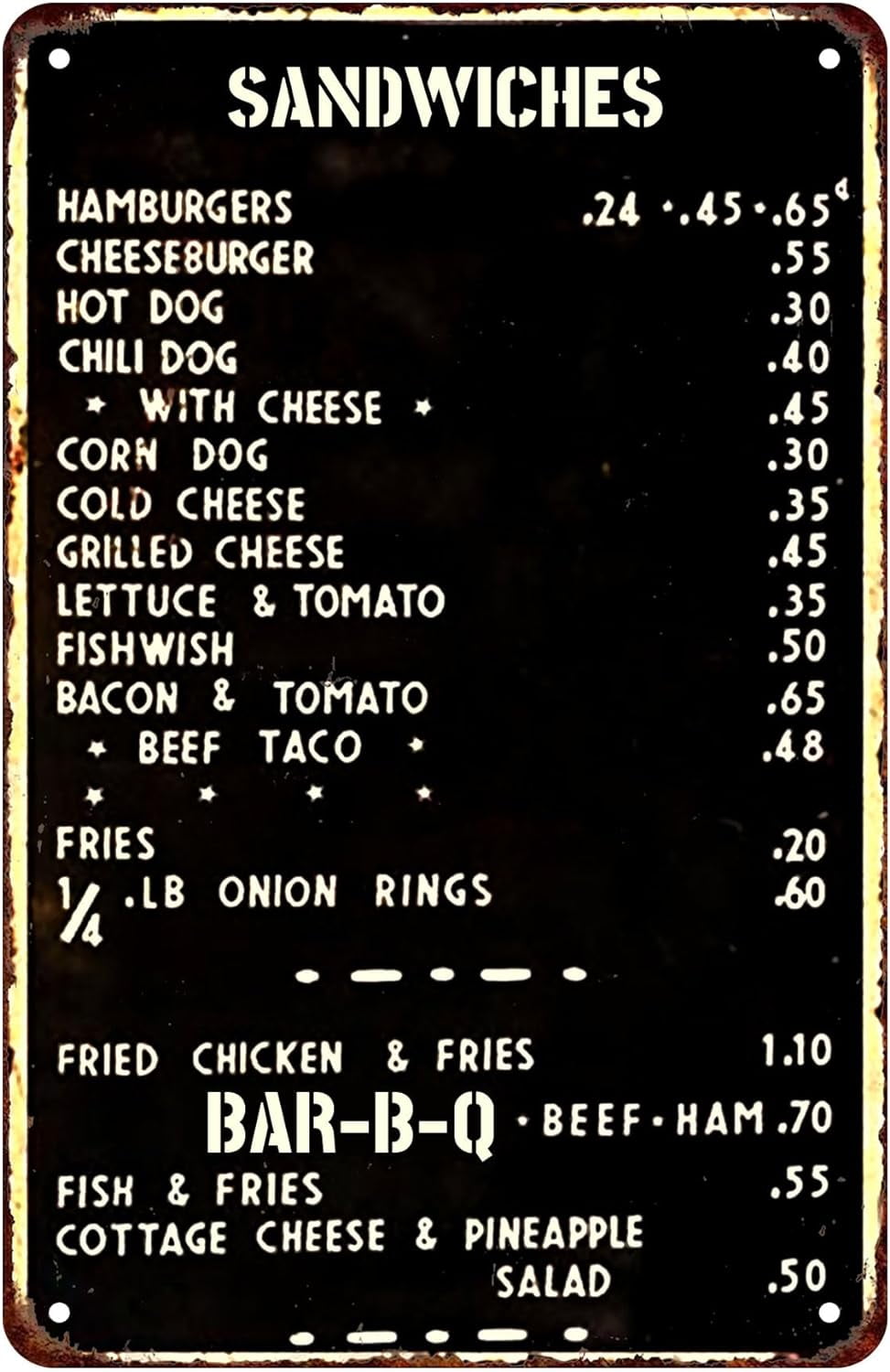 Aluminum Tin Sign Sandwiches Diner Menu Sign Aluminium Signs for Home ...