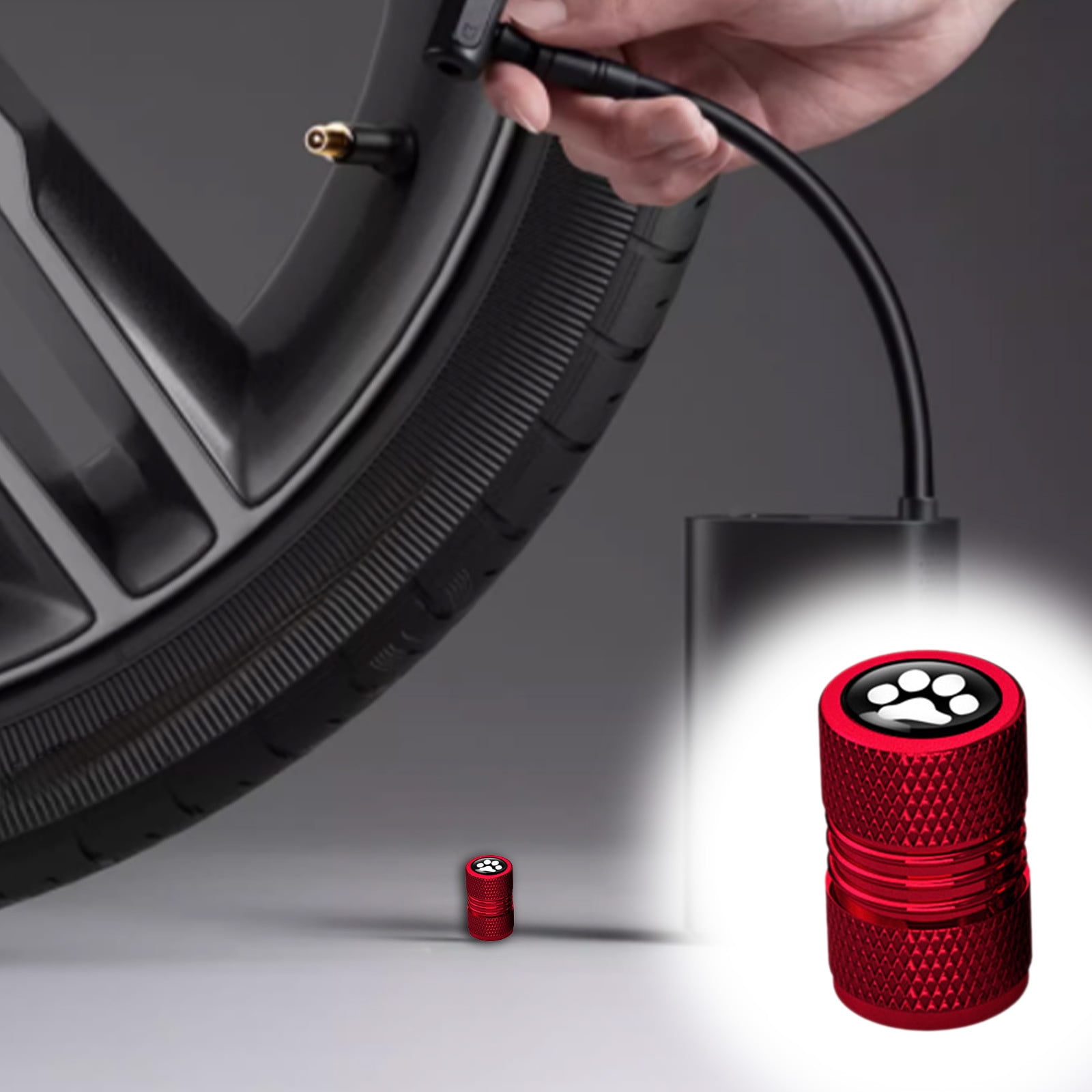 Aluminum Tire Plug Core Caps Footprint Pattern Set of 4 for Car ...