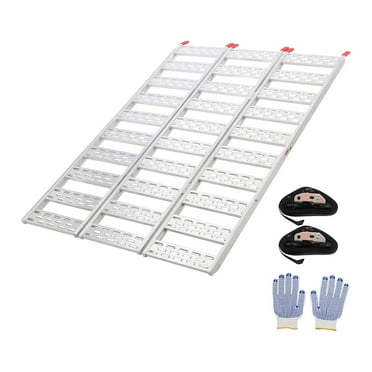 JoanKaren 76" x 50" Tri-Fold Aluminum Ramp with Treads,1500 lbs ATV ...