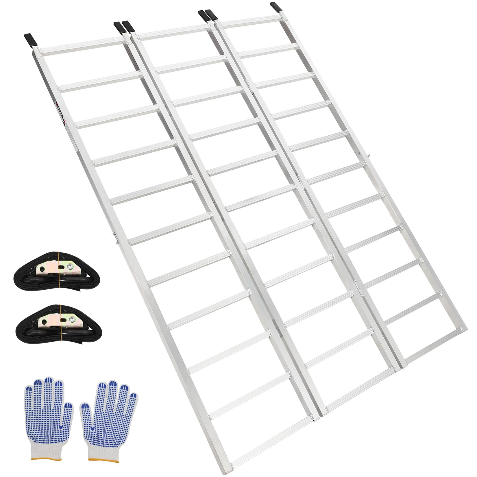 Aluminum Tri-Fold Ramp with Treads, 1500Lbs ATV Ramp with Load Straps ...