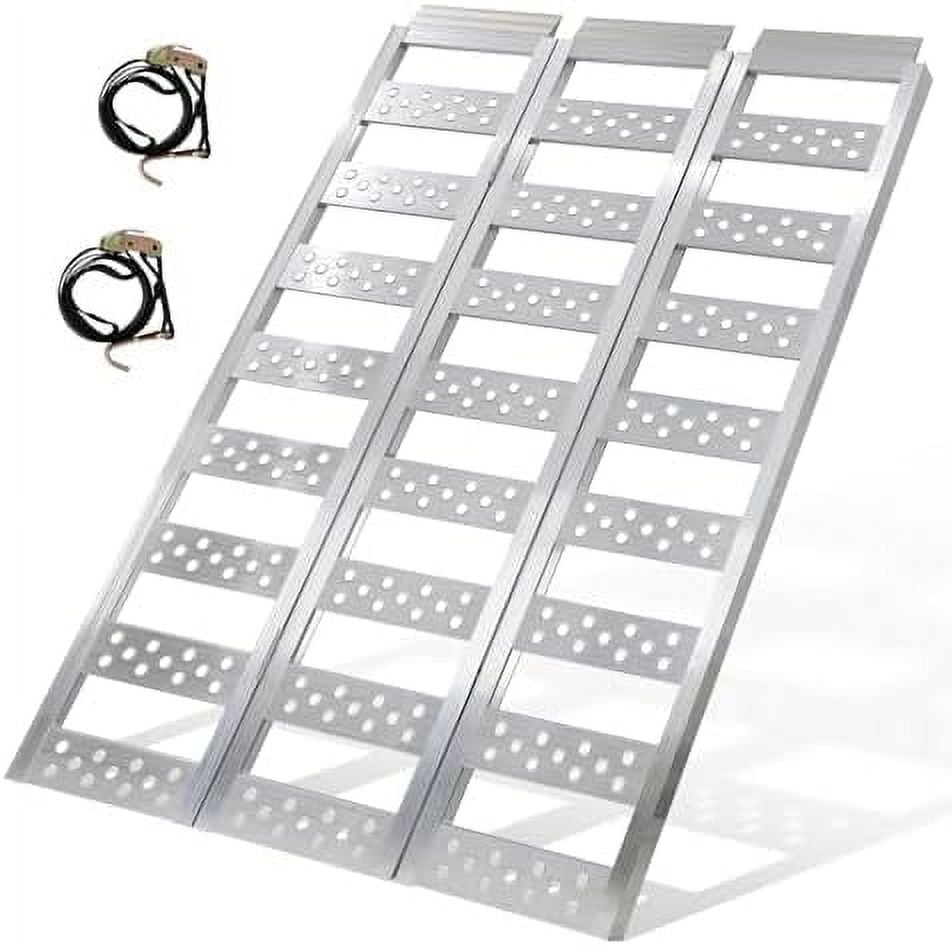 Aluminum Tri-Fold Ramp with Treads, 1600 lbs ATV Ramp with Load Straps ...
